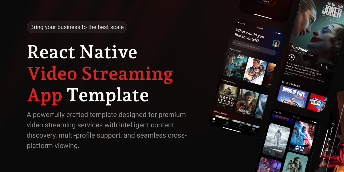 React Native Video Streaming App Template & UI Kit | gluestack market